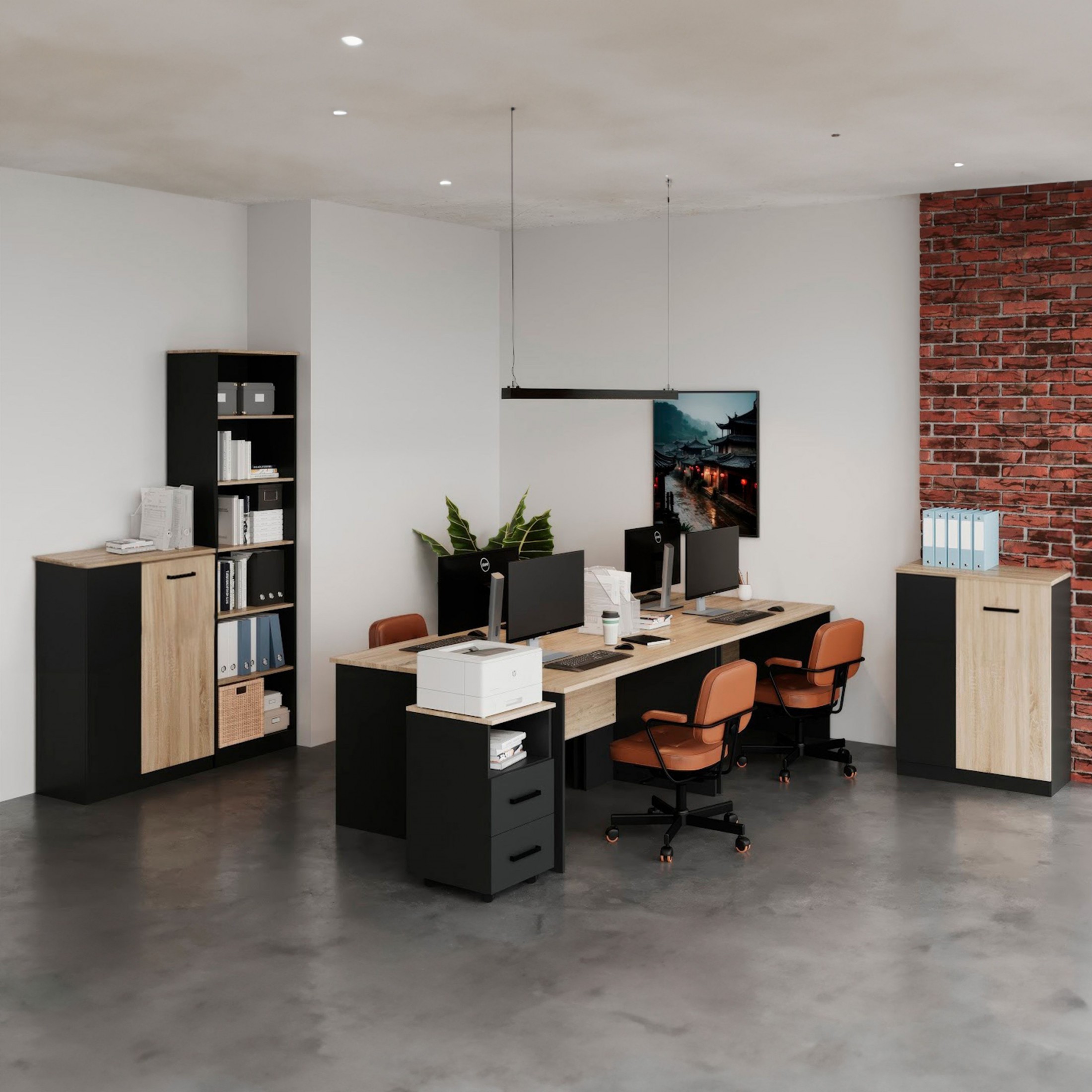 Pack Oficina Roble Sonoma y Antracita - Miroytengo.es